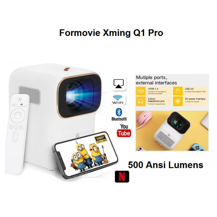 Formovie Xming Q1 Pro Mini Projector 4K 500ANSI Lumens 1080P C025FCN